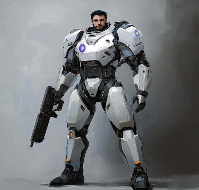 Draw mecha robot armor character concept for you by Xiuhraozz | Fiverr