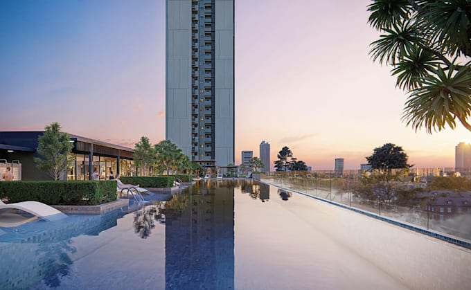 Retouch 3d skyscraper building,landscape render, city environment ...