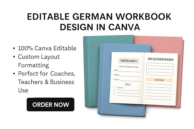Create canva editable german workbook, worksheet design and layout ...