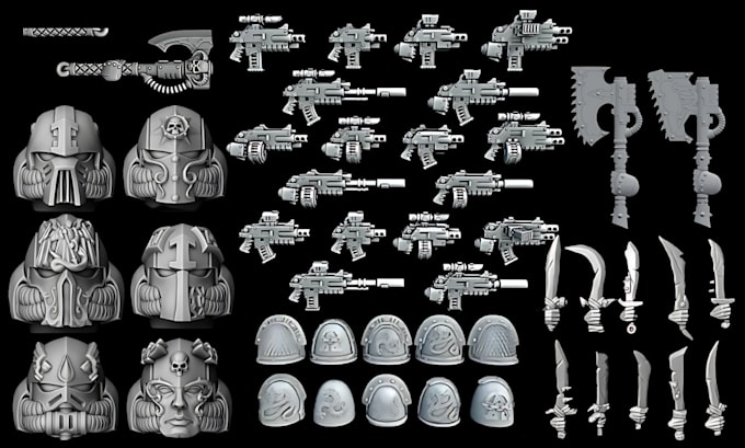 Sculpt a space marine warhammer head weapon part printable stl for 3d ...