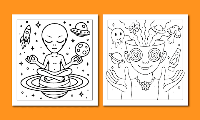 Design trippy and groovy bold and easy kdp coloring book by Rubel220 ...
