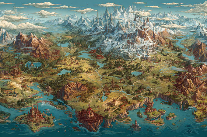 Draw cartoon fantasy map illustration by Heidi_smith51 | Fiverr
