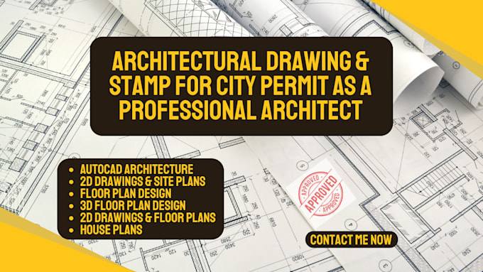 Create stamped architectural plans and permit drawings, 2d floor plan ...