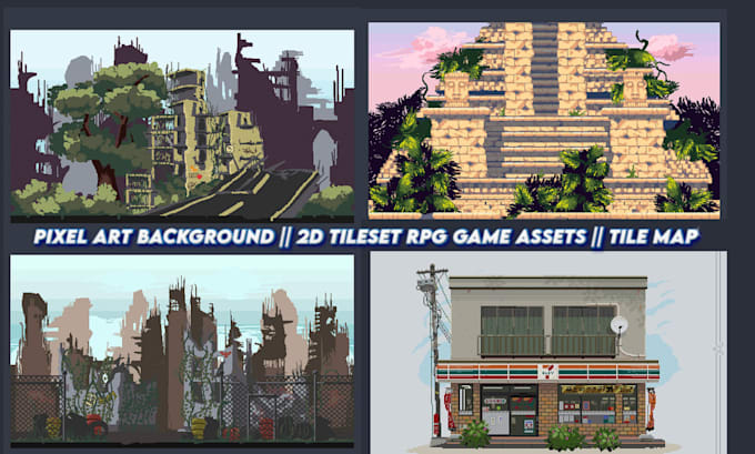 Design pixel art background, 2d tileset rpg game assets, tile map retro ...