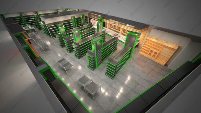 Design, 3d retail store, shops interior, grocery store, kiosk ...
