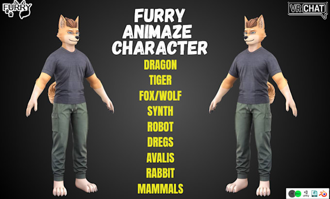 Create realistic furry vrchat avatar streaming vtuber model for ...