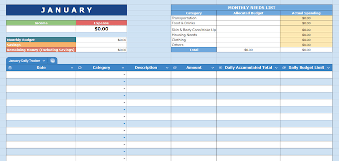 Deliver an editable money tracker spreadsheet by Fachiramursyida | Fiverr