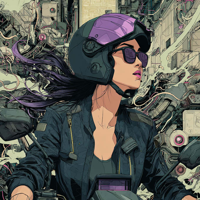 Draw retro cyberpunk anime illustration by Souvarkq32 | Fiverr