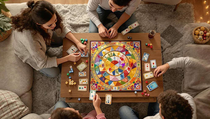 Draw tabletop board game illustration playing card game design concept ...