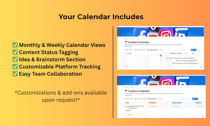Design a custom notion content calendar dashboard by Laura_arnold_hq | Fiverr