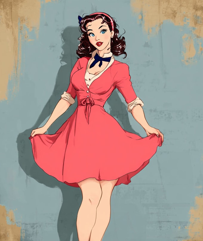 Draw girl pin up cartoon caricatures by Rosaibbs | Fiverr