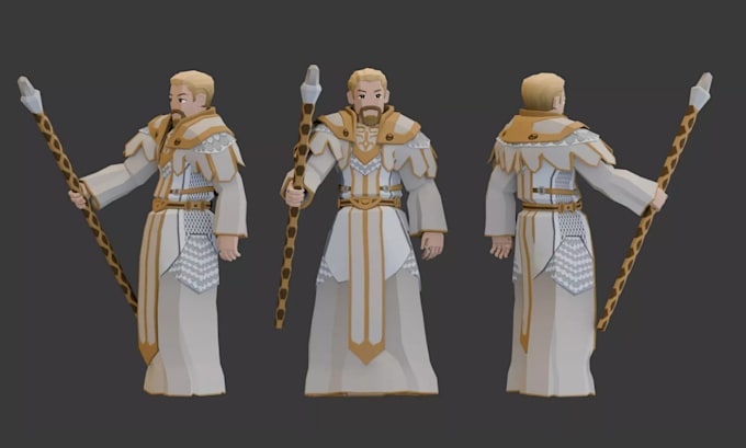 Make 3d low poly character model with rigging ready for video games or ...