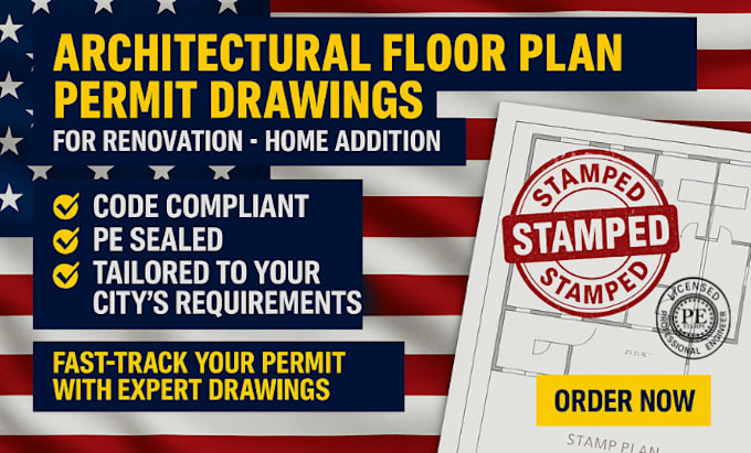 Architectural floor plan permit drawings for renovation home addition ...