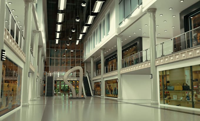 Design a 3d interior shopping mall, super market design, store design ...