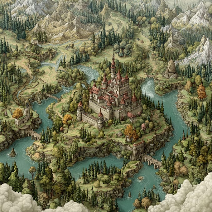 Do fantasy map building line art location map dnd site plan by Shawobb ...