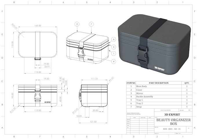 Do 2d cad drawings of your 3d product design by Muhammadlabeeb | Fiverr