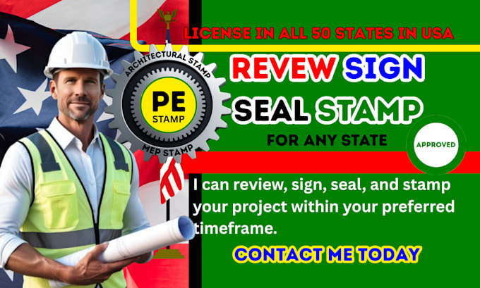 Provide architectural stamp, pe stamp, mechanical stamp for city permit ...