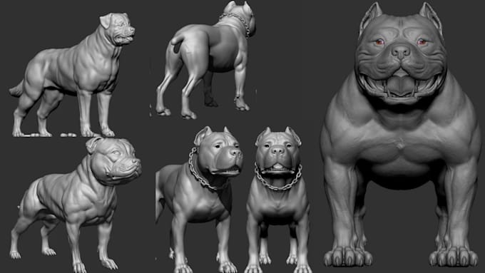 Realistic 3d dog model for zbrush muscular animal pet statue stl file ...
