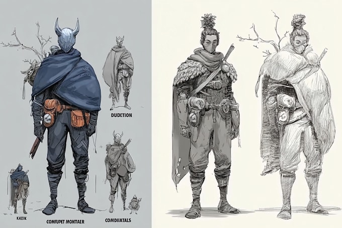 Create character concept art sketch by Avaerdens | Fiverr
