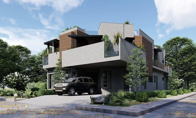 Develop realistic residential exterior home design and 3d model house in lumion by Hassan ...