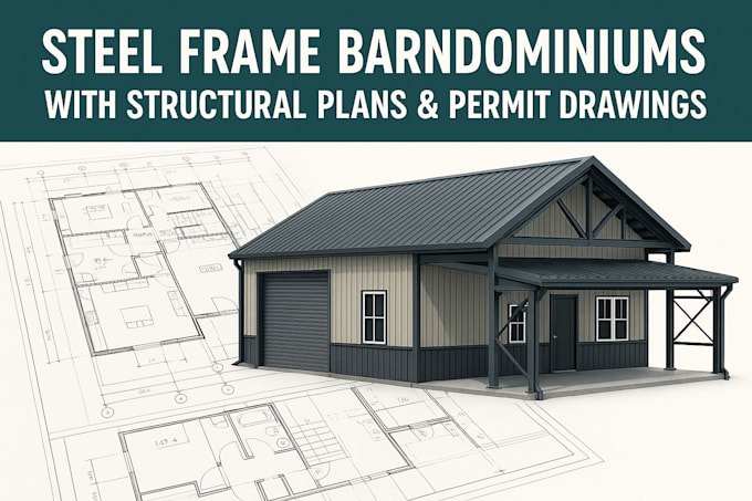 Design steel frame barndominiums with structural plans and permit drawing by Rosetimy | Fiverr