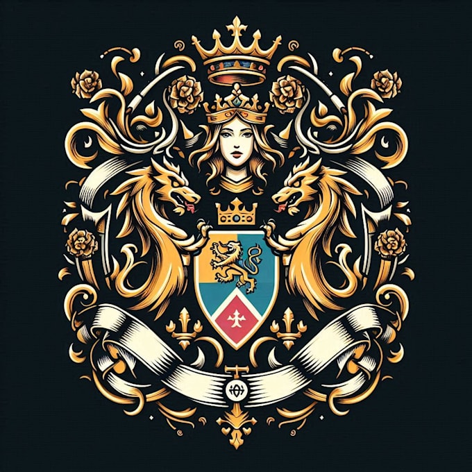 Design high quality heraldic family crest coat of arms logo t shirt ...