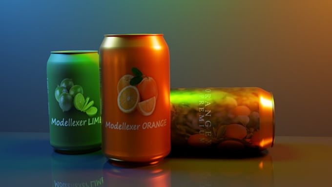 3d cans packaging design,dramatical 3d lighting, drink label design,3d ...