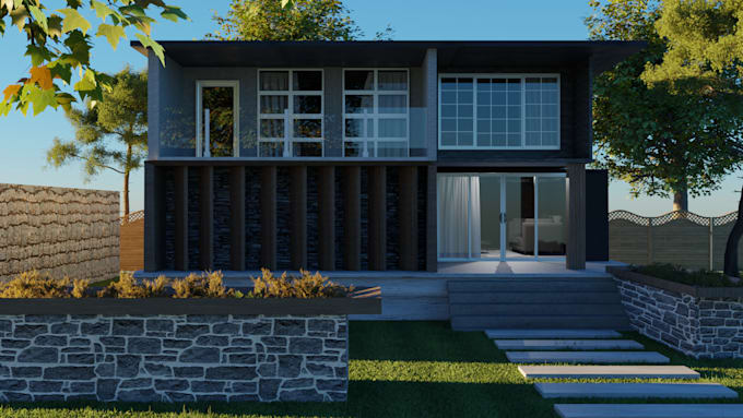 Create a detailed 3d architectural building model by Maxfischer2112 ...