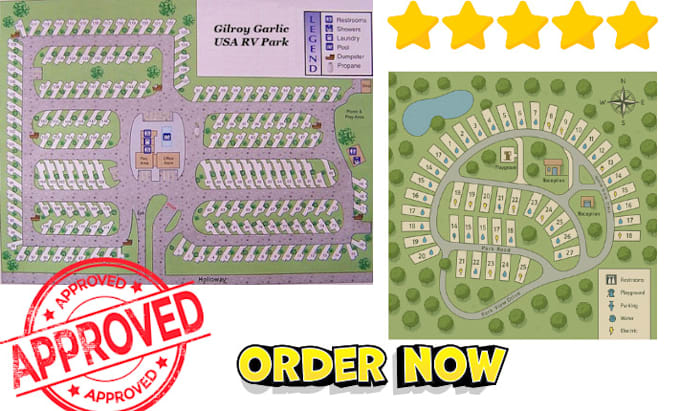 Illustrate plot plat rv park map vector campground map packing lot ...