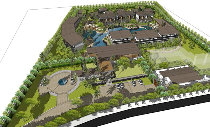 Draw 3d site plan and master plan, landscape design and 3drendering by ...