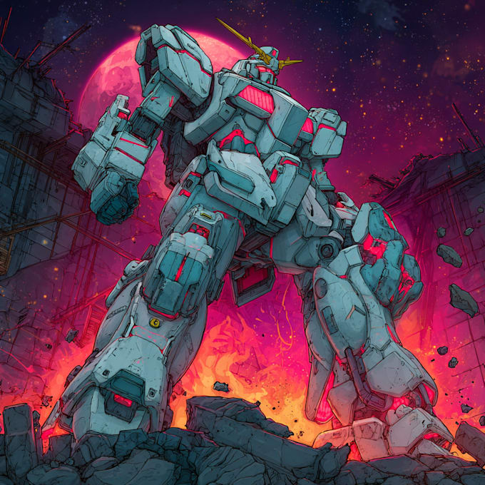 Draw renders of robot mecha characters illustration by Nonbaka | Fiverr