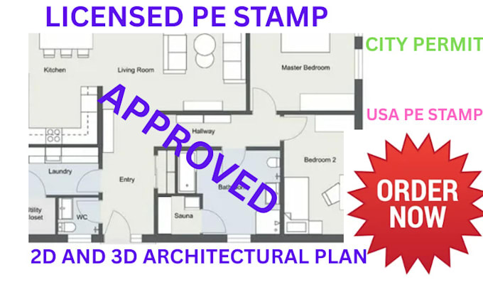 Seal, sign and stamp 2d and 3d architectural plans, licensed pe stamp ...