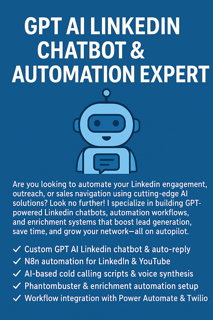 Gpt ai chatbot linkedin automation sale navigation power automate phantombuster by Derek_s1 | Fiverr