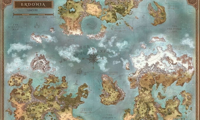 Crear ilustración de mapa diseño de mapa de fantasía mapa vectorial ...