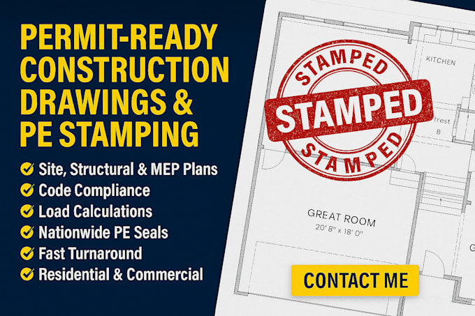 Licensed architect structural engineering pe stamp in tennessee, alaska, kansas by Aidenkyle12 ...