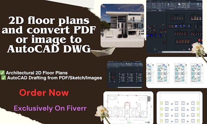 Draw 2d floor plans, convert pdf, image, to autocad dwg by Kawsar232 ...
