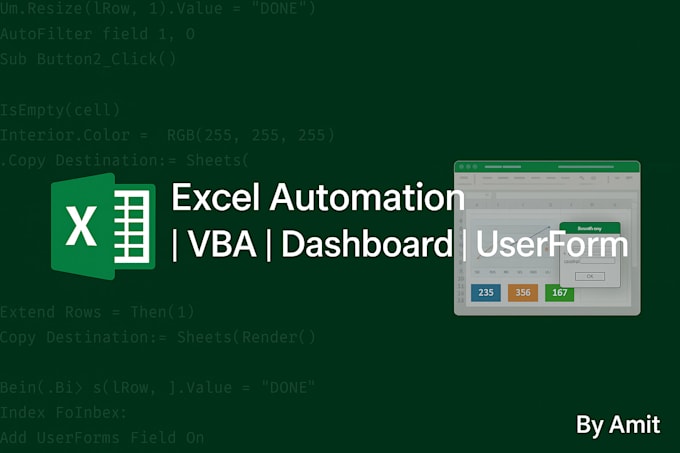 Automate your excel with vba, create dashboards and smart tools by Amit1994nagpal | Fiverr