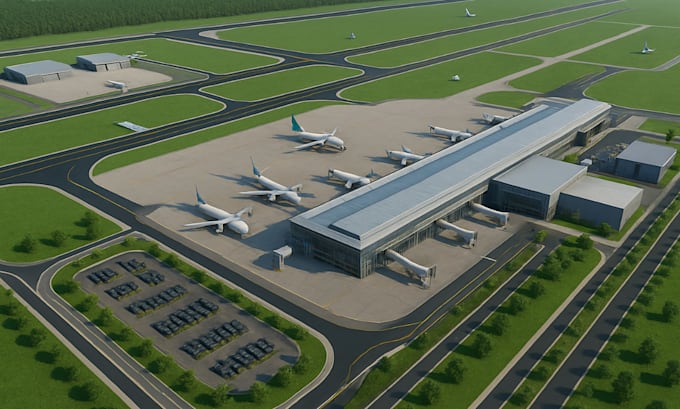 Design 3d cgi airport layouts, terminals, and aviation infrastructure ...
