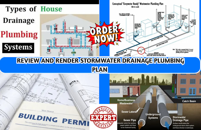 Render and review mep drainage plumbing plan stormwater autocad city ...