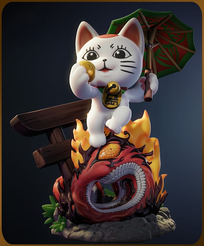 Design anime creature figurines,action figure,diorama,kawaii kemono,stl ...