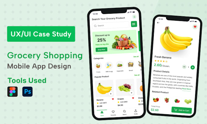 Do mobile app ui ux for food delivery and grocery shopping in figma prototype by Abdulbaki4278 ...