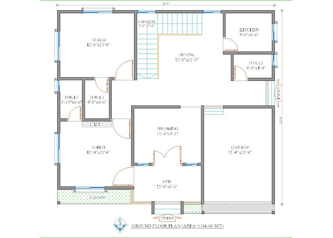 Accurate 2d floor plan with furniture details in autocad by Jaberahmed1260 | Fiverr