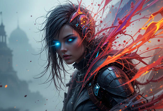 Design cyberpunk and fantasy character splash art by Fassippe | Fiverr
