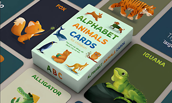 Create card game kids educational flash cards animal cards deck mockup ...