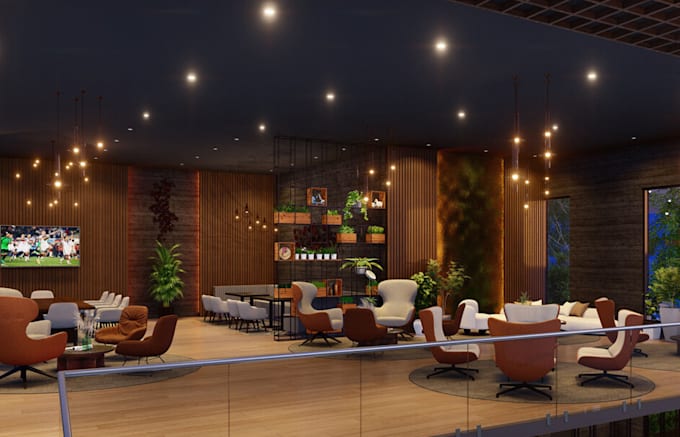 Renovate 3d interior restaurant render cafe bar lounge vip space revit ...