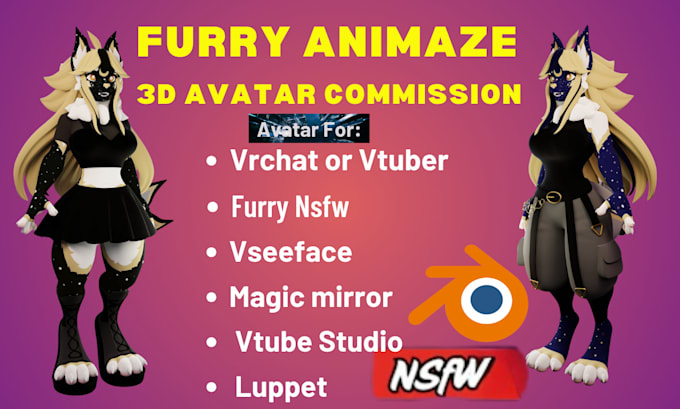 Create anime vrchat avatar, stylized vtuber model for vseeface animaze ...