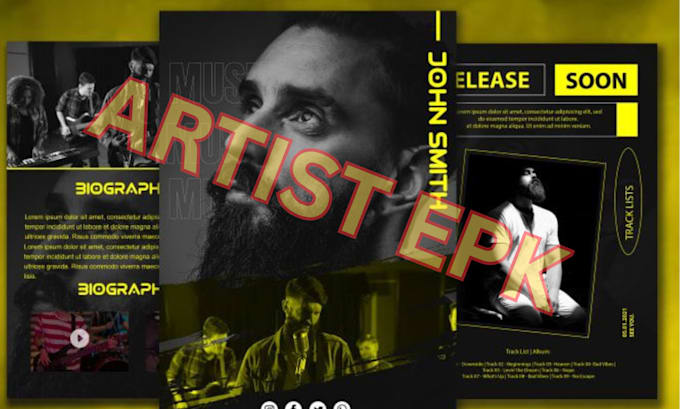 Design clickable music epk one pager press kit media kit one sheet ...