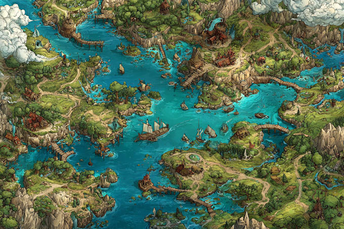 Create a high quality detailed fantasy map for and fiction by Rebeckl22 ...