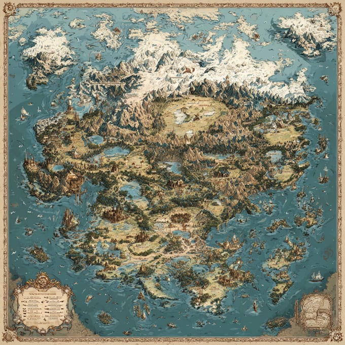 World map design fantasy map worldbuilding ttrpg game map illustration ...