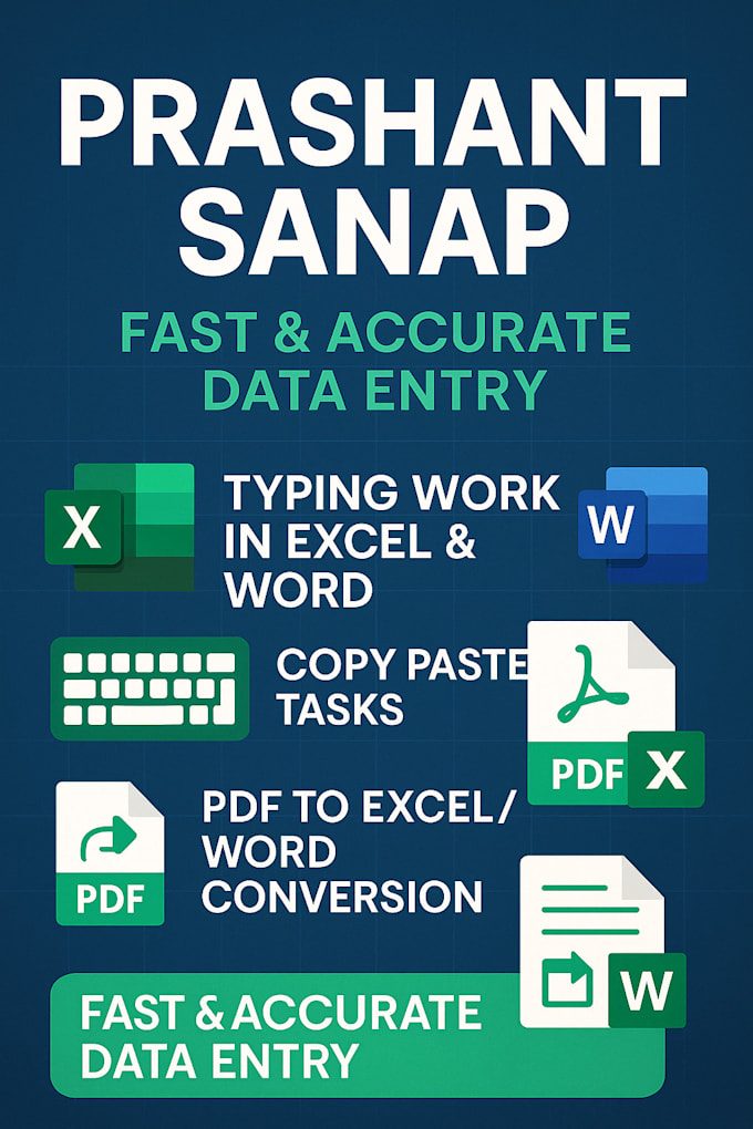 Do accurate data entry, typing and copy paste work by Pbsanap | Fiverr